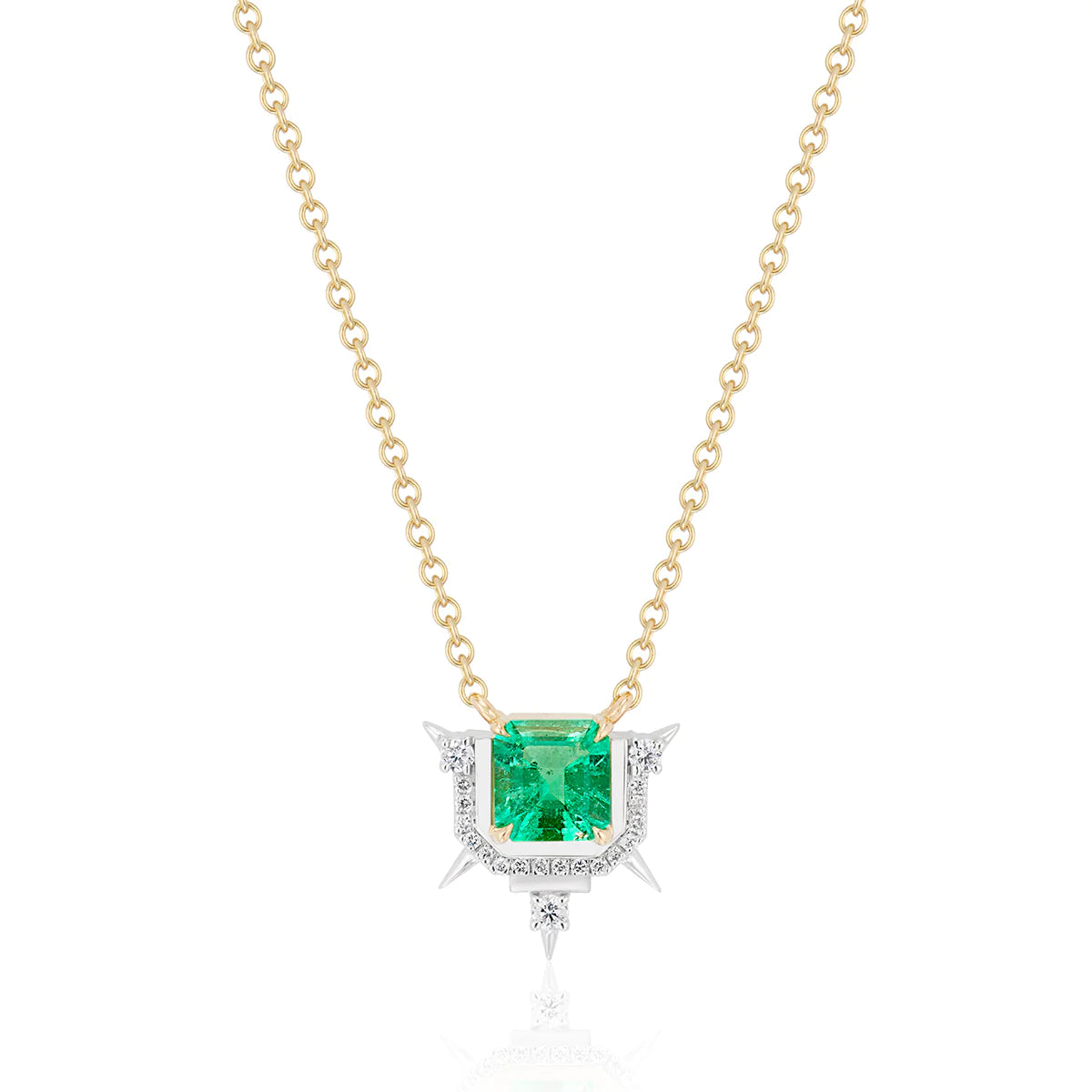 Harlin Jones Emerald & Diamond Spike Pendant Necklace – Muzo Emerald ...